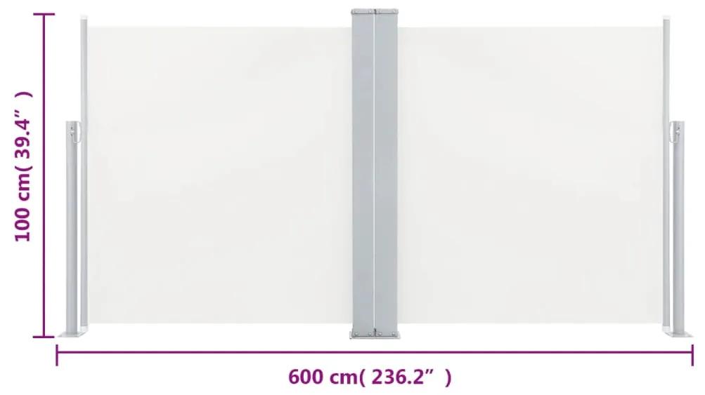 vidaXL Zatahovací boční markýza / zástěna krémová 100 x 600 cm