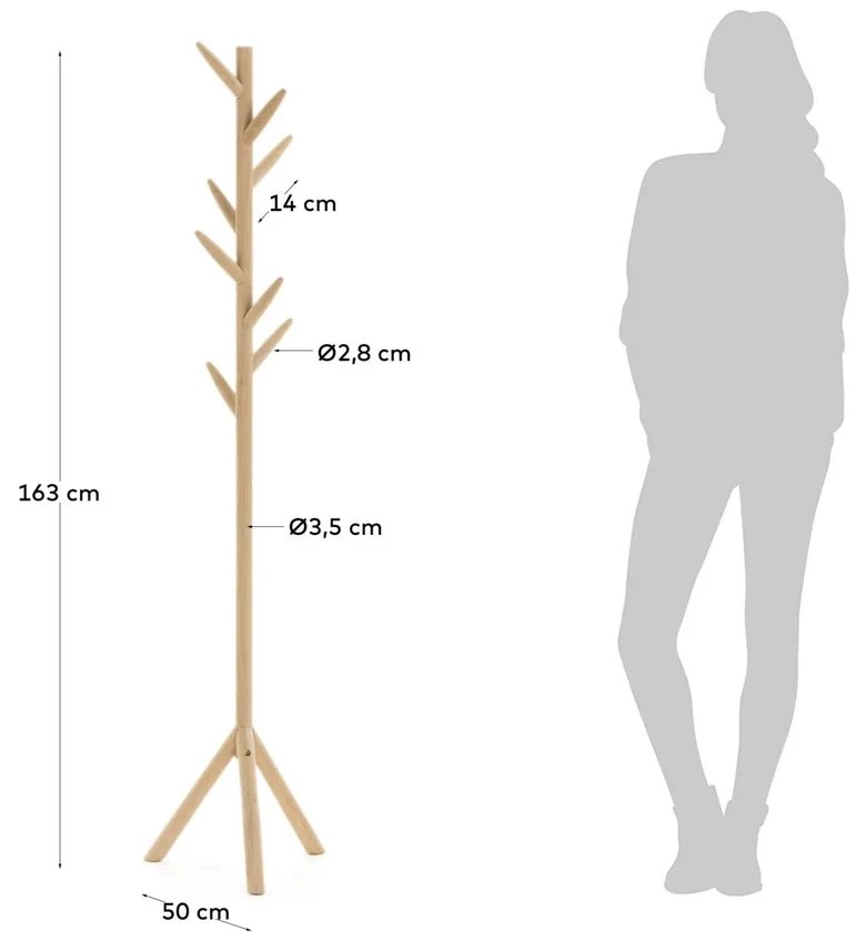 Březový stojací věšák Kave Home Natane 163 cm