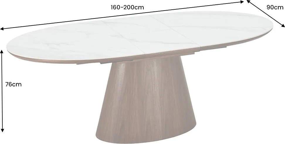 Oválný rozkládací jídelní stůl Parthenia 160-200 cm tmavý ořech