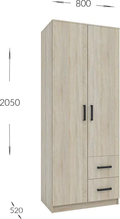 Skříň Simple 2D 2Š dub sonoma