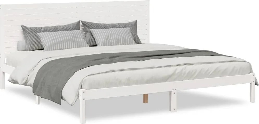 Prodloužený rám postele bez matrace bílý 180 x 220 cm masiv 3309318