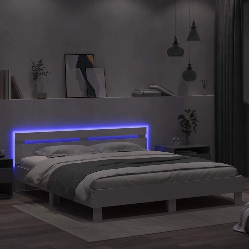 Rám postele s čelem a LED osvětlením bílý 180 x 200 cm 3207525