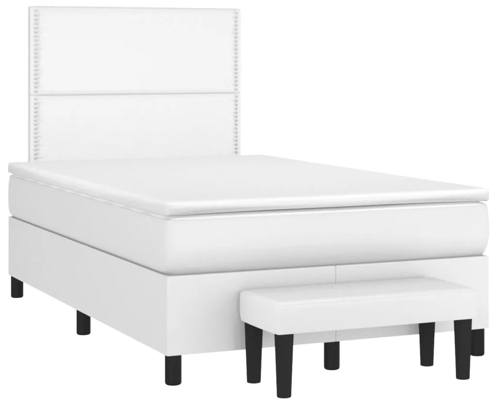 Box spring postel s matrací bílá 120x190 cm umělá kůže