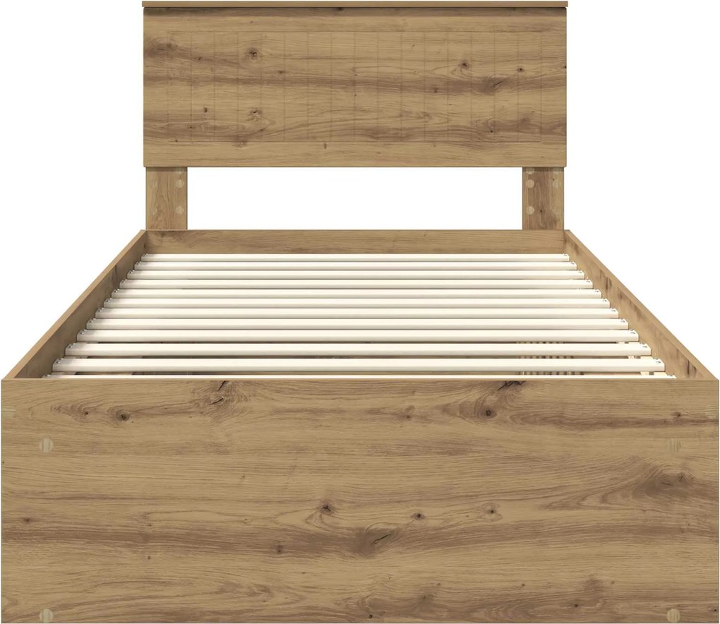Rám postele Umělecký dub 100 x 200 cm Masivní borové dřevo 3410644