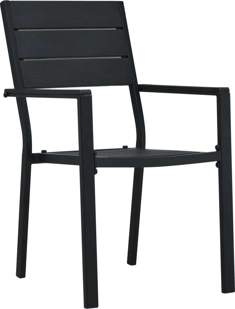 vidaXL Zahradní židle 2 ks HDPE dřevěný vzhled [47885] Barva: Černá