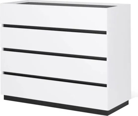 Komoda 4šx bílý supermat, antracit Duo