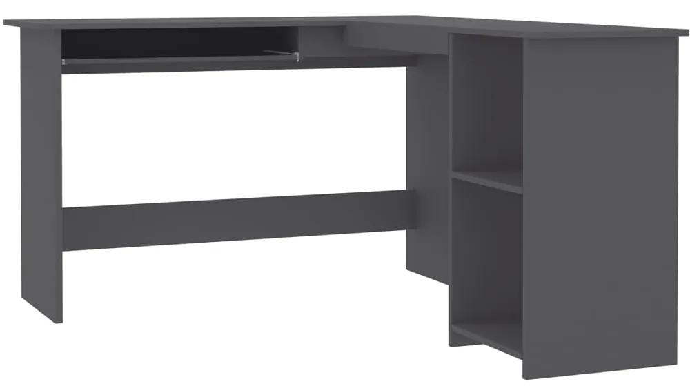 vidaXL Rohový psací stůl šedý 120 x 140 x 75 cm dřevotříska