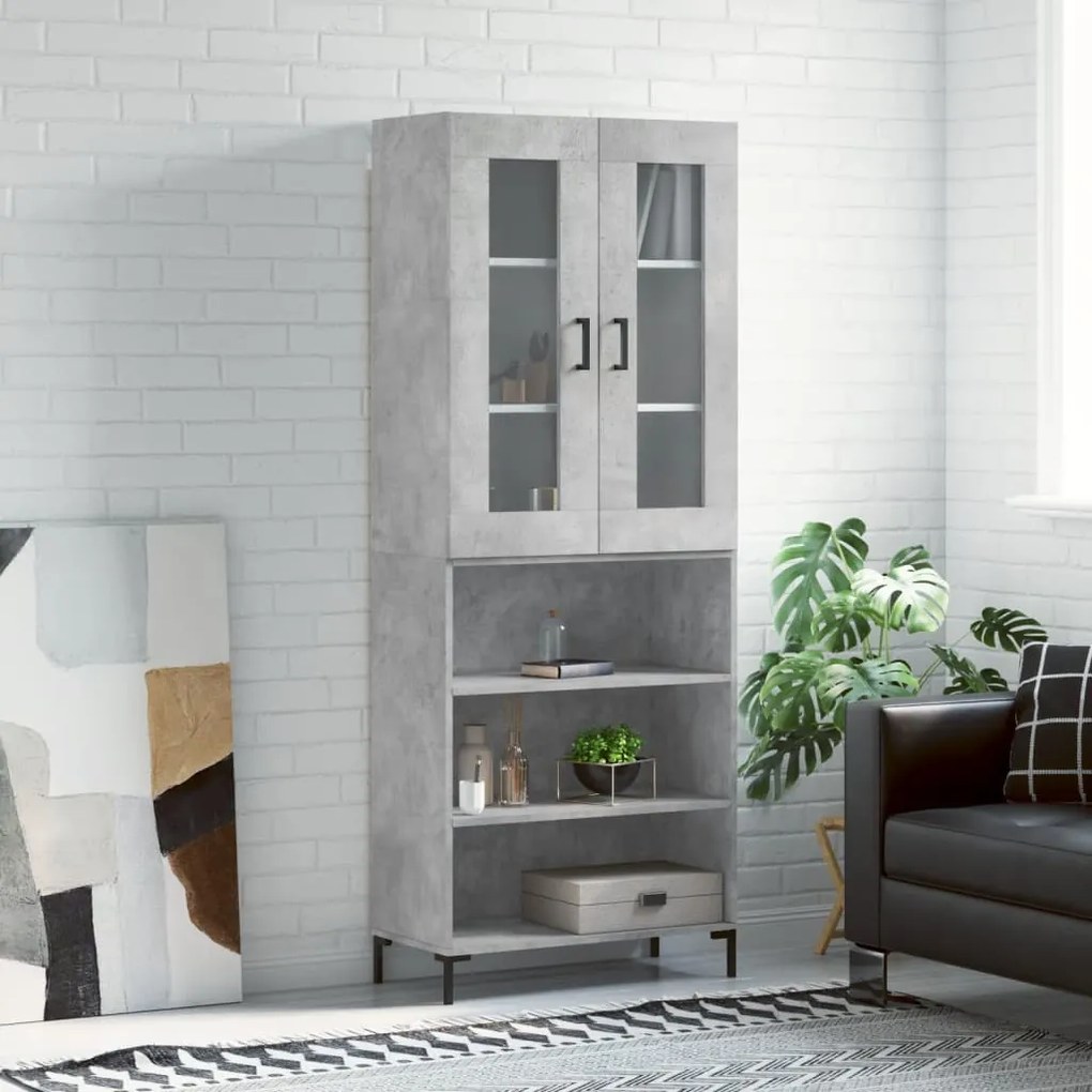 Skříň highboard betonově šedá 69,5x34x180 cm kompozitní dřevo 3198725