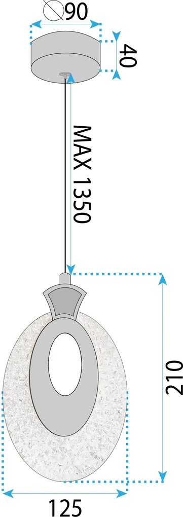 Toolight Toolight, křišťálové závěsné svítidlo 8W, 3000K, LHJ109-1CP, růžové zlato, OSW-60050