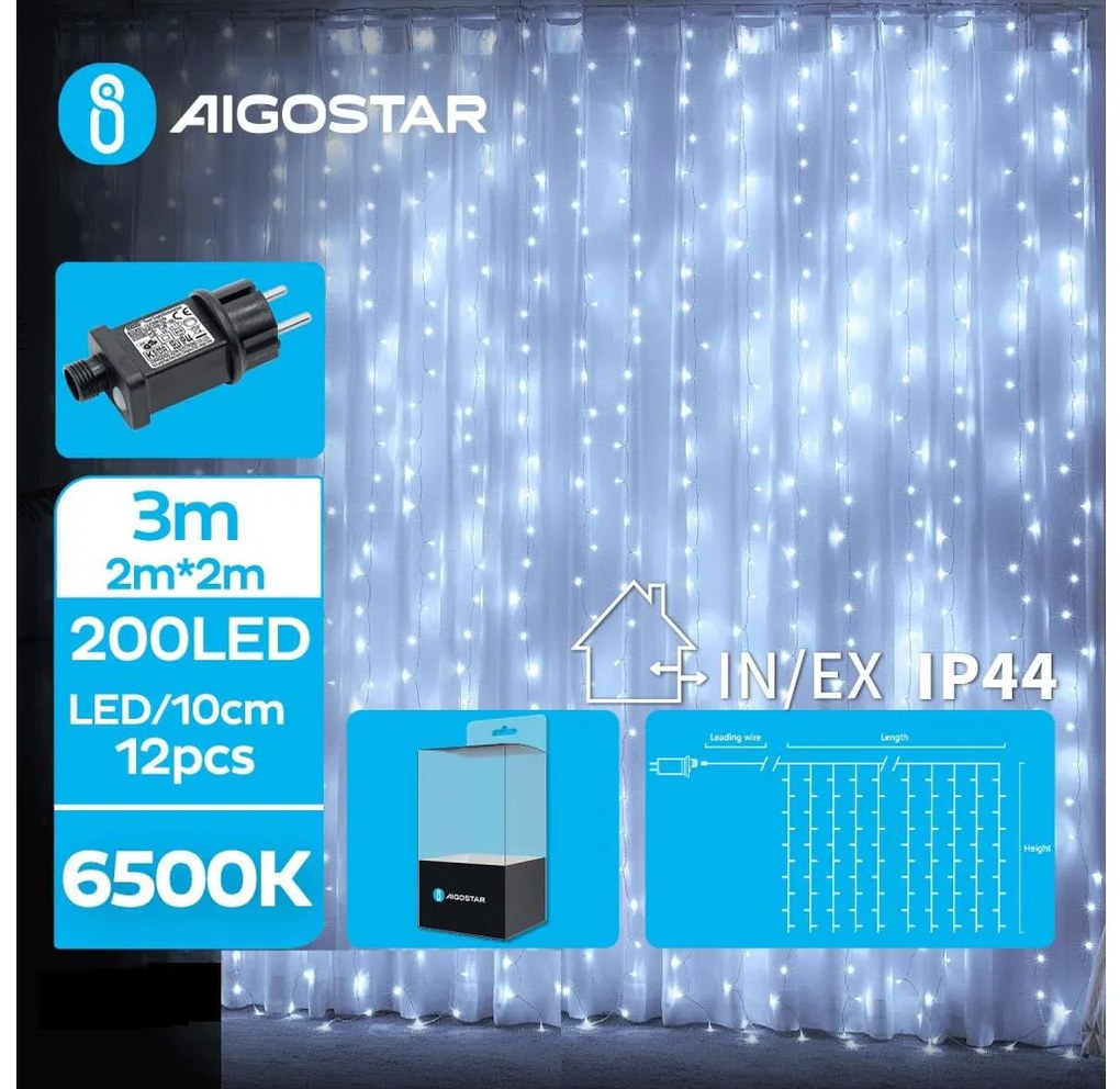 Aigostar - LED Venkovní vánoční řetěz 200xLED/8 funkcí 5x2m IP44 studená bílá