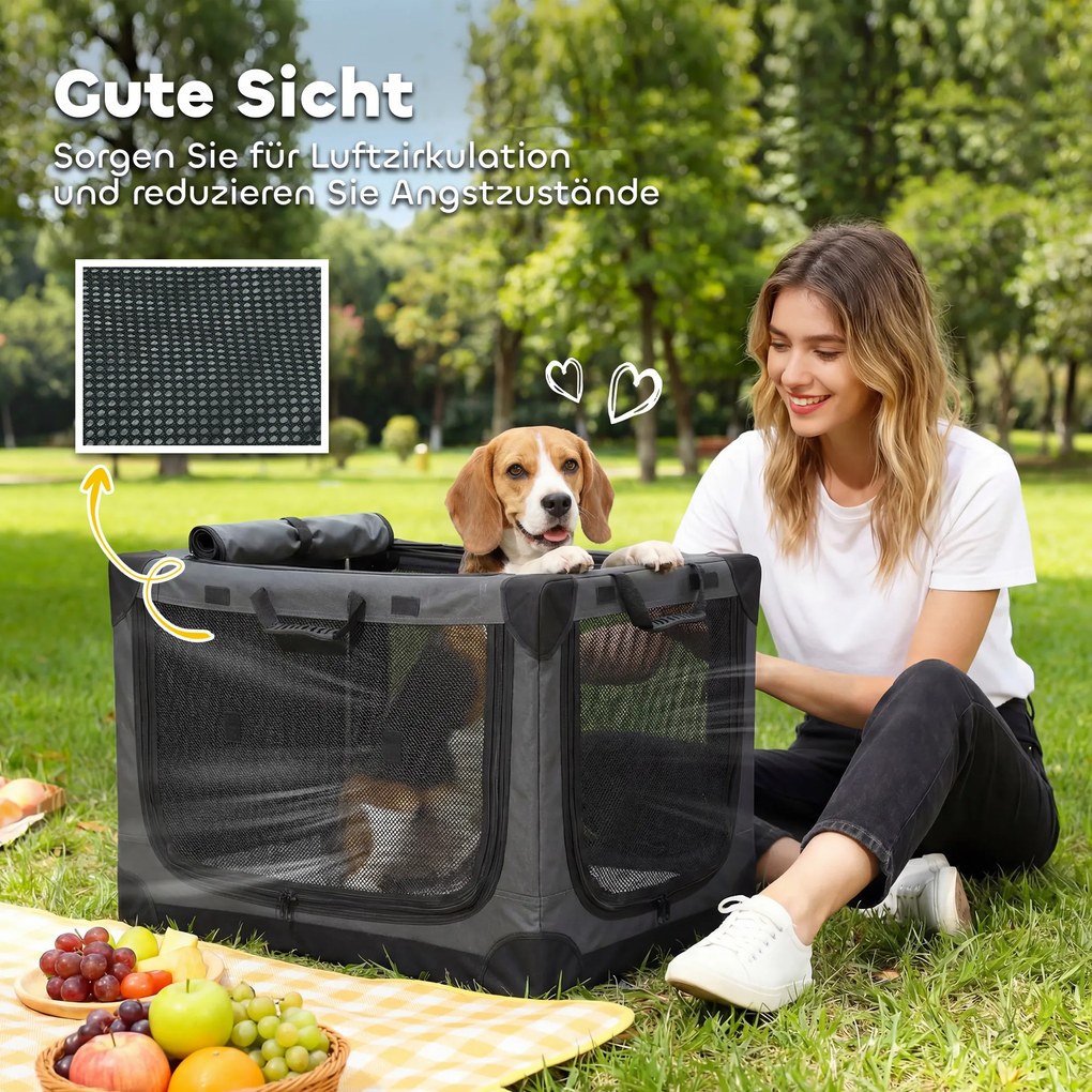 Skládací přepravka pro psy Přepravní box pro psy s polštářem Vyjímatelný pratelný potah z tkaniny Oxford pro psy do 20 kg Armádně zelený