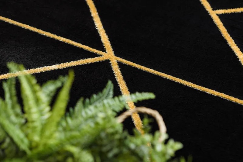Dywany Łuszczów, Kusový koberec Emerald geometric 1012 black and gold kruh, 200x200 (průměr) kruh, černá, chodba / předsíň