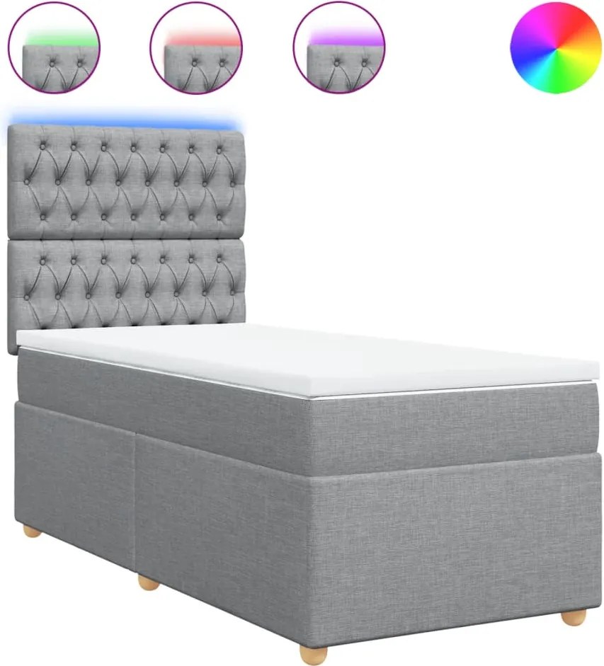 Box spring postel s matrací světle šedá 90x190 cm textil 3293442