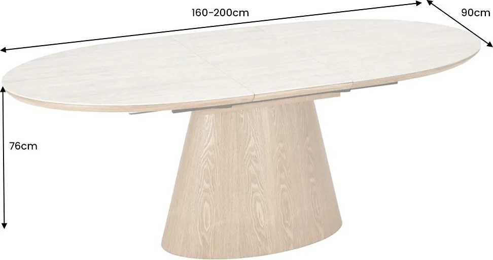 Oválný rozkládací jídelní stůl Parthenia 160-200 cm dub