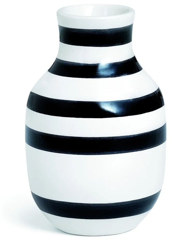 KÄHLER Váza Omaggio Black 14 cm, černá barva, bílá barva, keramika