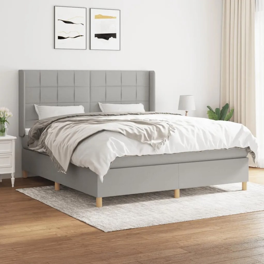 Box spring postel s matrací světle šedá 160 x 200 cm textil 3132001