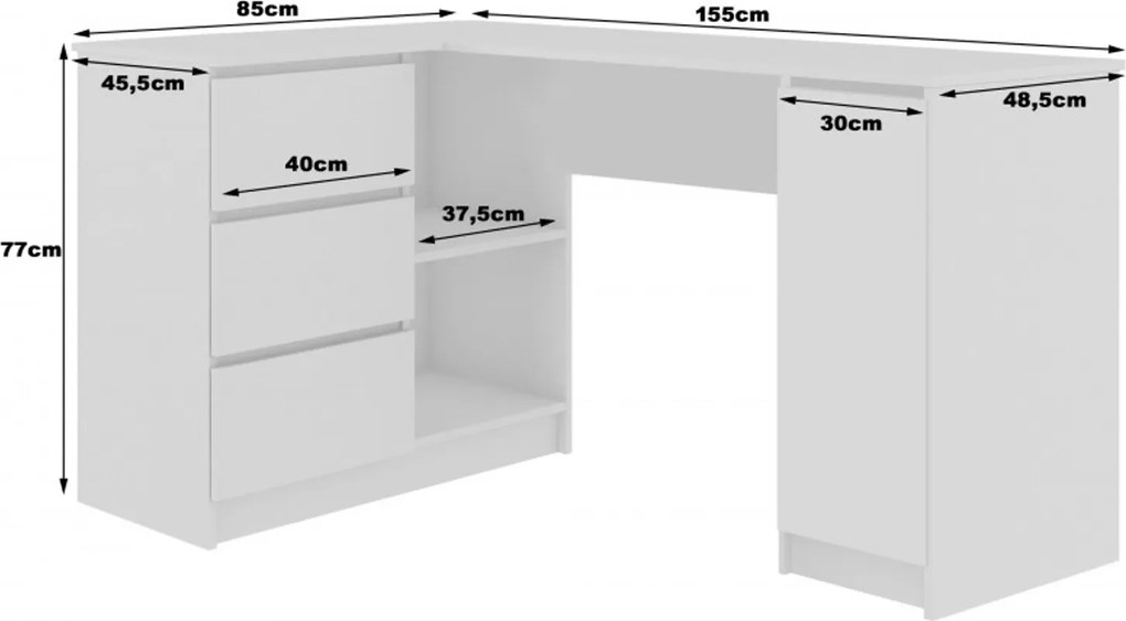 Počítačový stůl B-20 levá dub sonoma