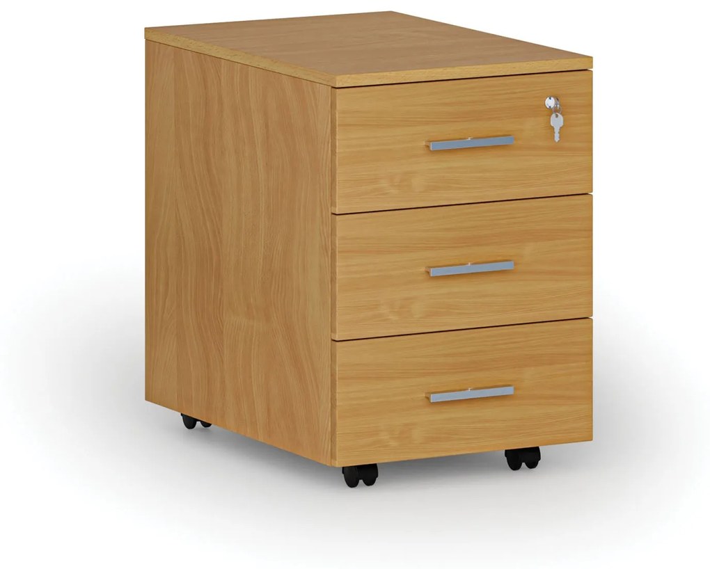 Kancelářský mobilní kontejner PRIMO WOOD, 3 zásuvky, buk