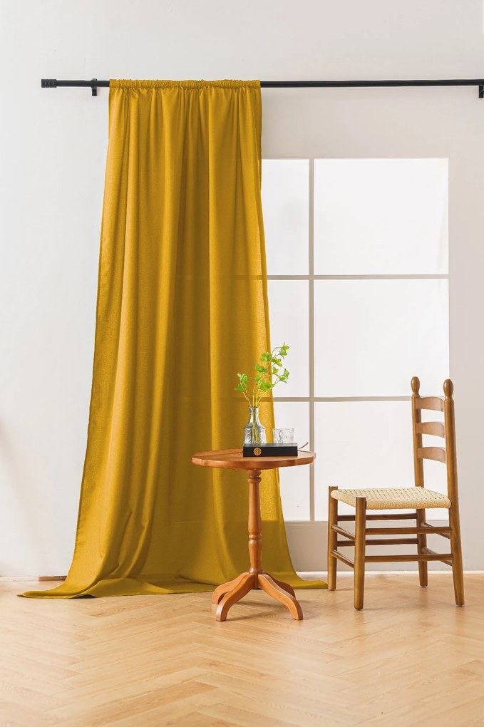 Hořčicový závěs OXFORD 140x250 cm Zavěšení: Řasící páska