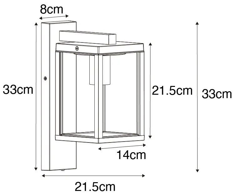 Venkovní nástěnná lampa černá IP44 se senzorem soumraku - Charlois