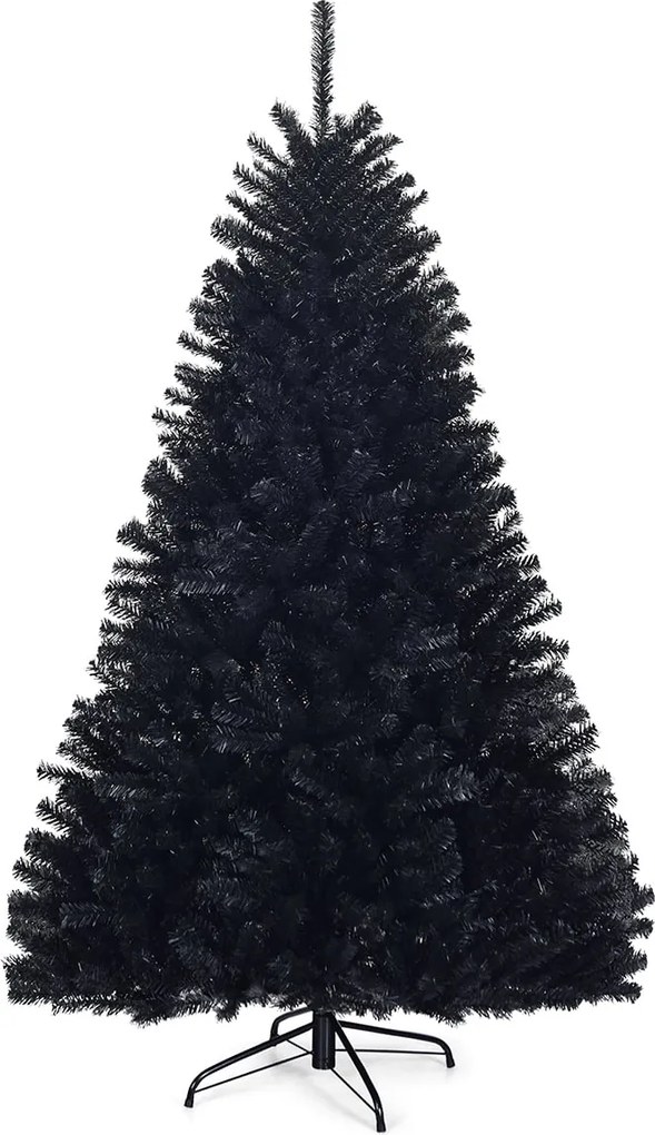 Costway 180 cm vysoký umělý skládací Halloween vánoční stromeček PVC hroty černé