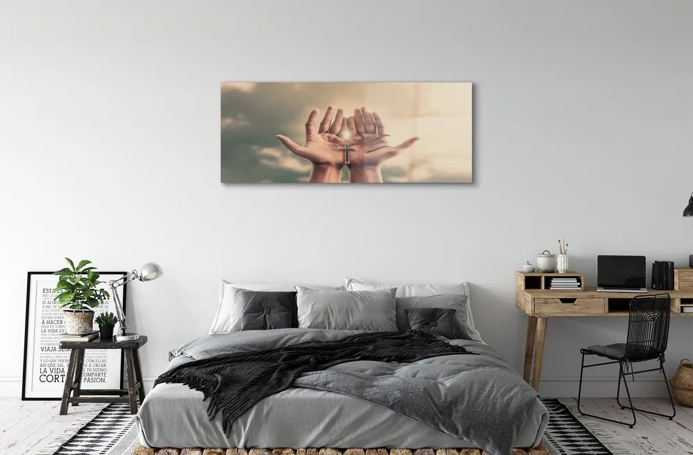 akrylový obraz Cross Hands nebe 120x60 cm