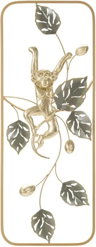 Kovová nástěnná dekorace Monkey 28,6x74,3 cm zlatá