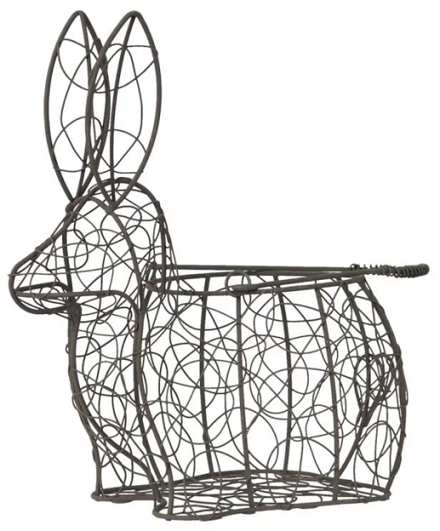 Hnědý dekorační drátěný košík ve tvaru králíka – 26x15x28 cm
