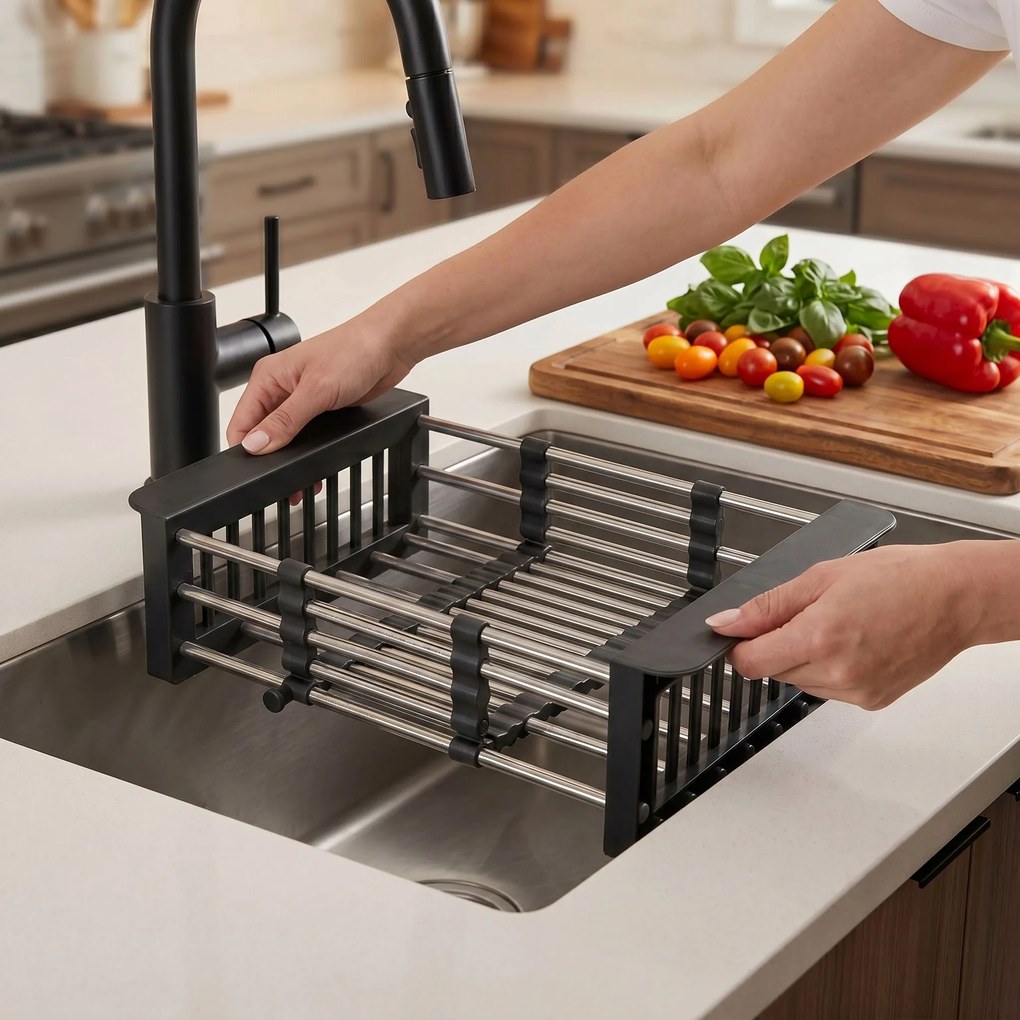 Teleskopický odkapávač na dřez REA P14487, černý