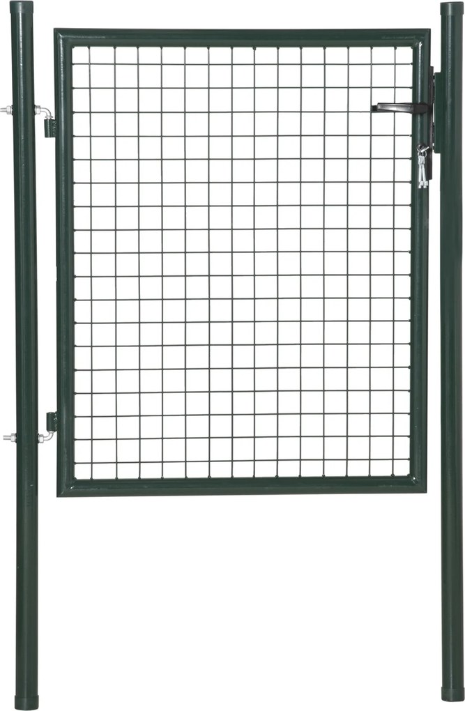 HOMCOM Ocelová zahradní brána s uzamykatelnou rukojetí a 3 klíči, blokující dveře pro venkovní patio a terasu 97x150 cm Zelená