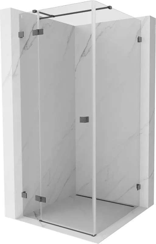 Mexen Lunar T, sklápěcí sprchový kout levý 110 x 110 cm, 8mm čiré sklo, profil grafit broušený, 834T-110-110-66-00-L