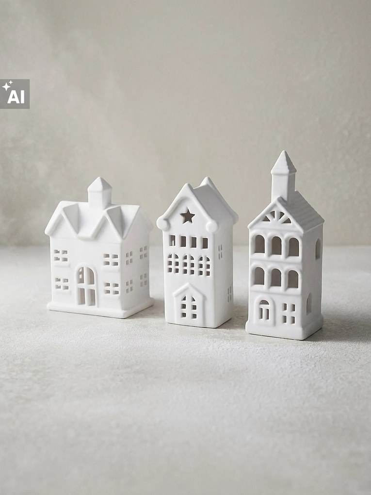 Sinsay - Vánoční LED světýlka ve tvaru domečků 3 pack - bílá