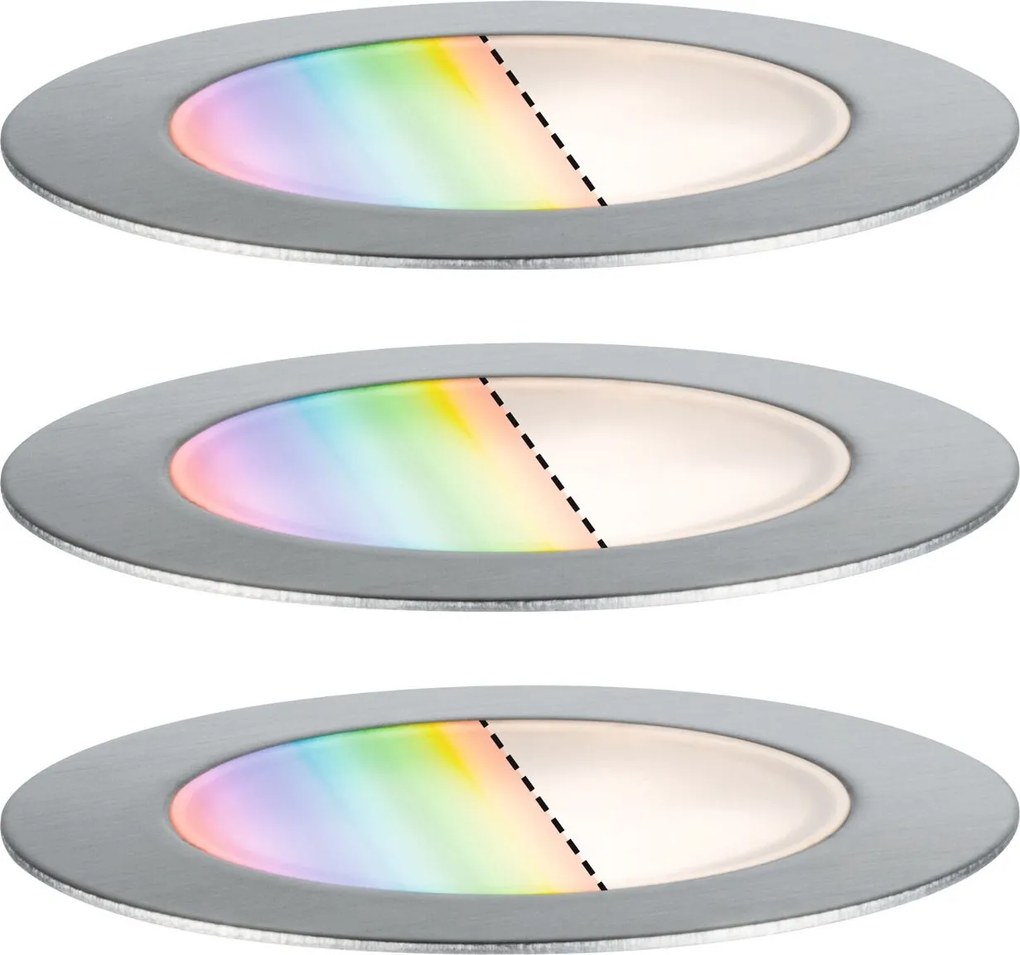 P 94752 Plug & Shine LED zemní svítidlo Smart Home Zigbee Floor RGBW 3ks sada IP67 RGBW 3x2W 21VA ocel - PAULMANN