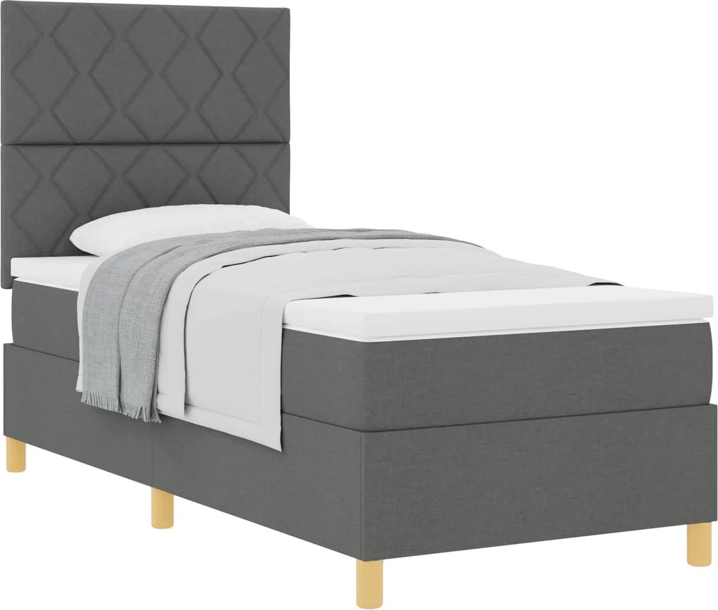 Postel s boxspringem s čelo Tmavě šedá 90 x 190 cm textil 3339659
