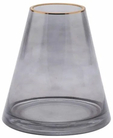 Ego Dekor EGO DEKOR JDT Váza skleněná se zlatým okrajem TRIANGL, šedá, 11x11x18cm