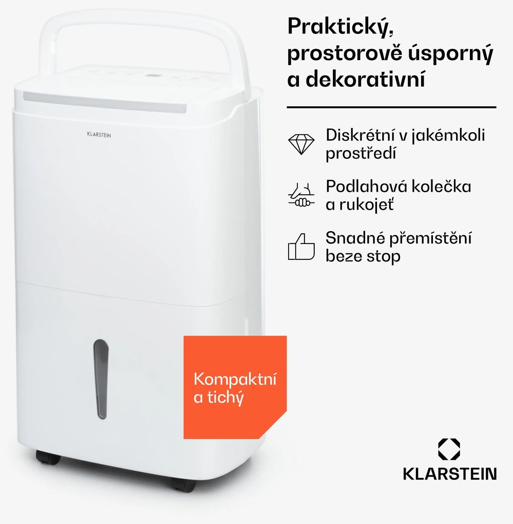 Klarstein DryFy Pro Connect Smart, Odvlhčovač vzduchu, Wi-Fi, Kompresní, 30 l/d, 50–60 m², Bílý