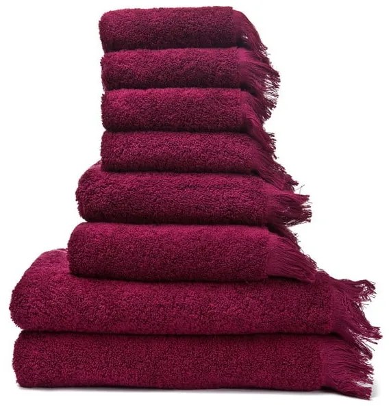 Set 4 červených osušek a 4 ručníků z čisté bavlny Casa Di Bassi