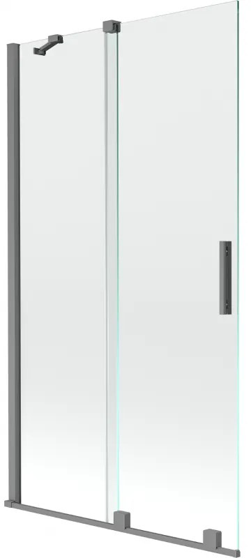 Mexen Velar, 2-křídlová posuvná vanová zástěna 100 x 150 cm, 8mm čiré sklo, broušený grafit, 896-100-000-01-95