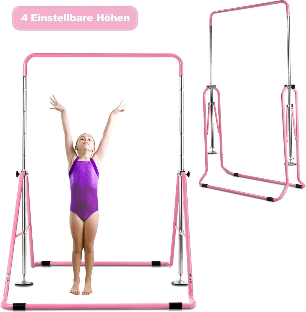 Costway Dětská gymnastická tyč, výškově nastavitelná hrazda, 90-130 cm, skládací