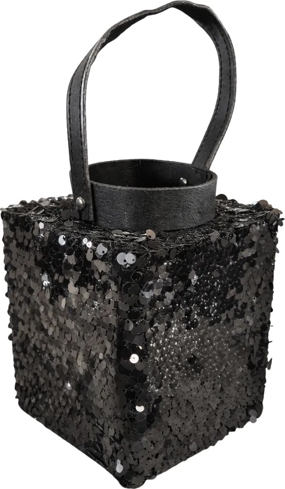 Lucerna s flitry LOFTY GLAM 20 cm, černá
