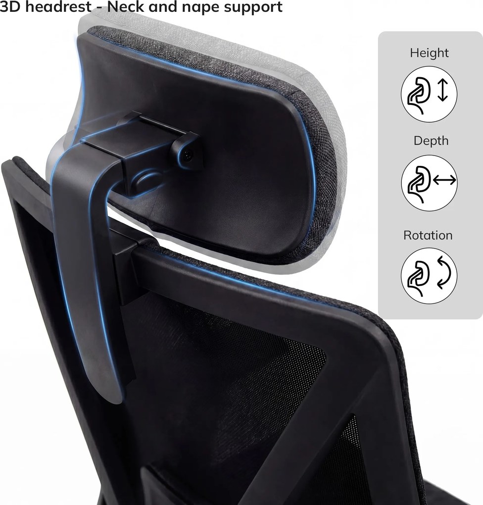 Ergonomická kancelářská židle černá se síťovinou VECTOR