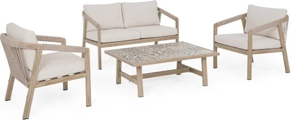 BIZZOTTO Zahradní set pohovky, křesel a stolku KALIMERA malý světlý 0664132