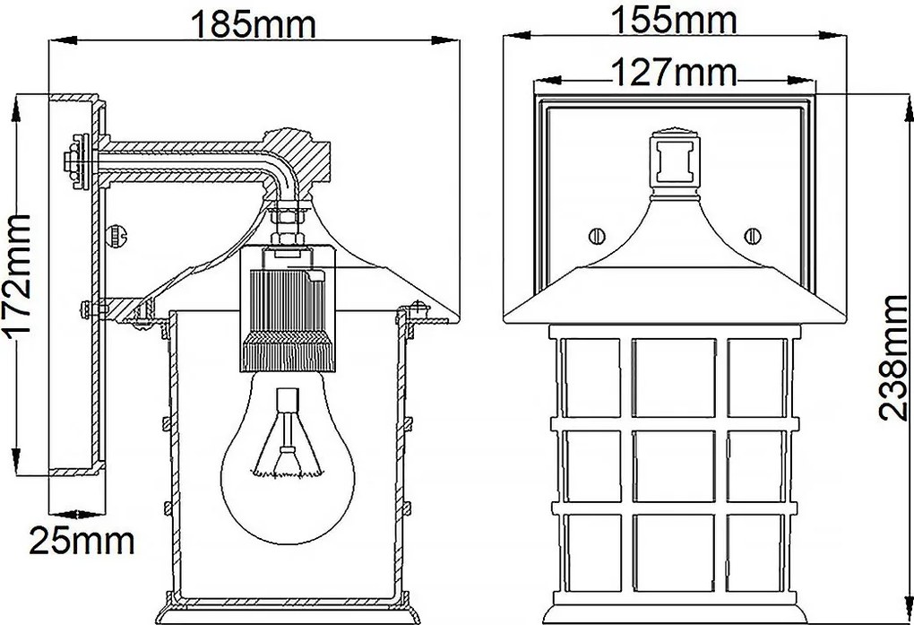 Venkovní lucerna Elstead FREEPORT S 1xE27 IP44 černá barva 24 cm