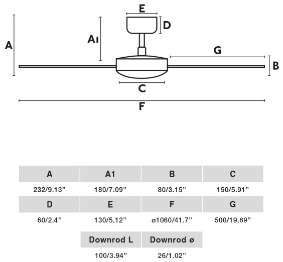 FARO 34296WT-Stropní ventilátor RUDDER S černá pr. 106 cm WT + dálkové ovládání