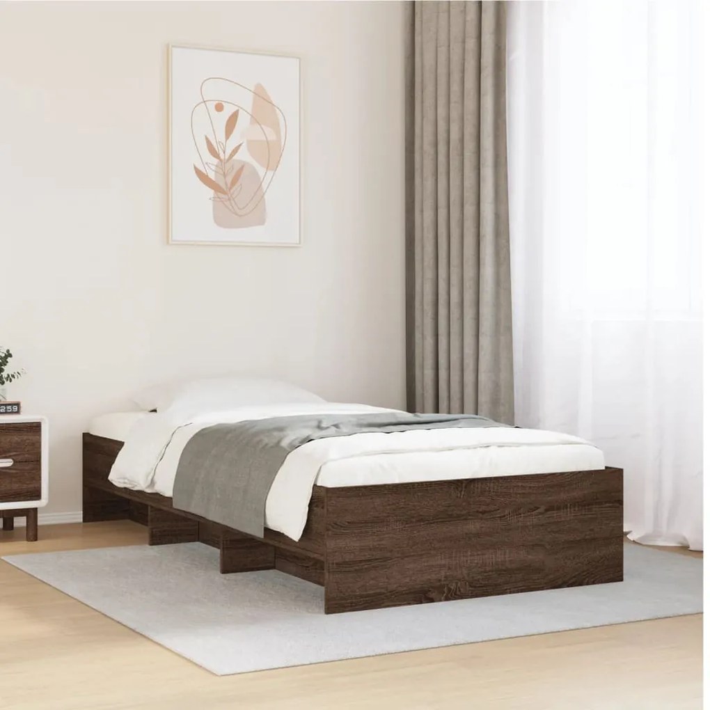 Rám postele bez matrace hnědý dub 90 x 200 cm kompozitní dřevo 3295680