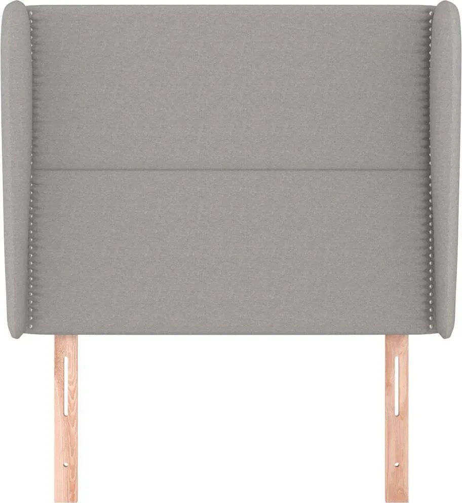 Čelo postele typu ušák světle šedé 103x23x118/128 cm textil 3117806