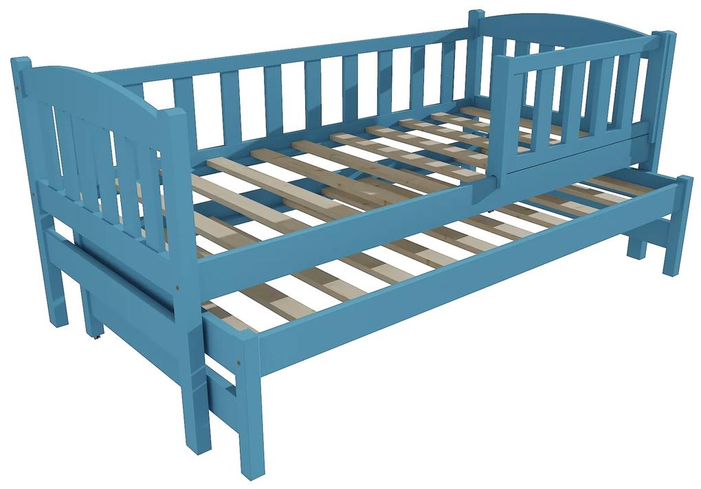 Vomaks Dětská postel s výsuvnou přistýlkou DPV 013 se zábranou Rozměr: 90 x 180 cm, Barva: surové dřevo