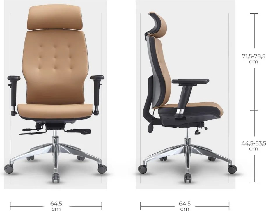 Ergonomická kancelářská židle MOSH Elite H – hnědo-černá