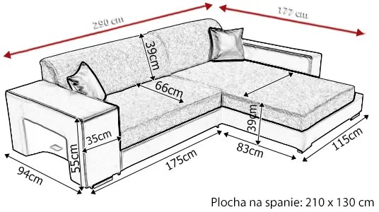 Rohová sedací souprava Madison (světle šedá + černá) (P). 1002544