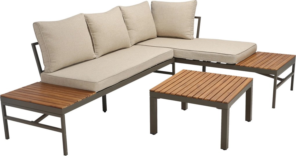 XXXLutz TERASOVÁ SEDACÍ SOUPRAVA dřevo, kov, textil Ambia Garden - Online Only zahradní nábytek - 001694008901